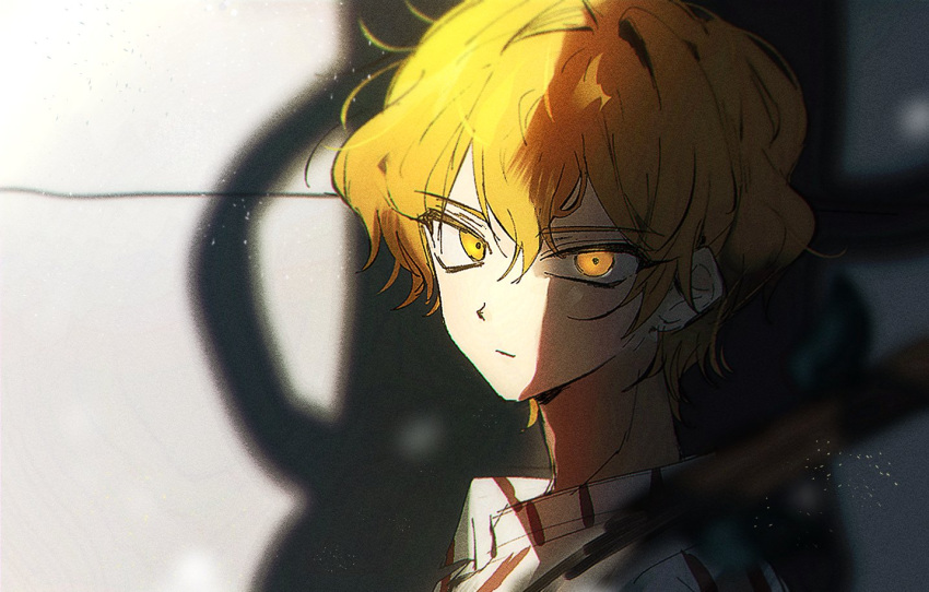 Safebooru - 1boy blonde hair closed mouth collared shirt colored ...