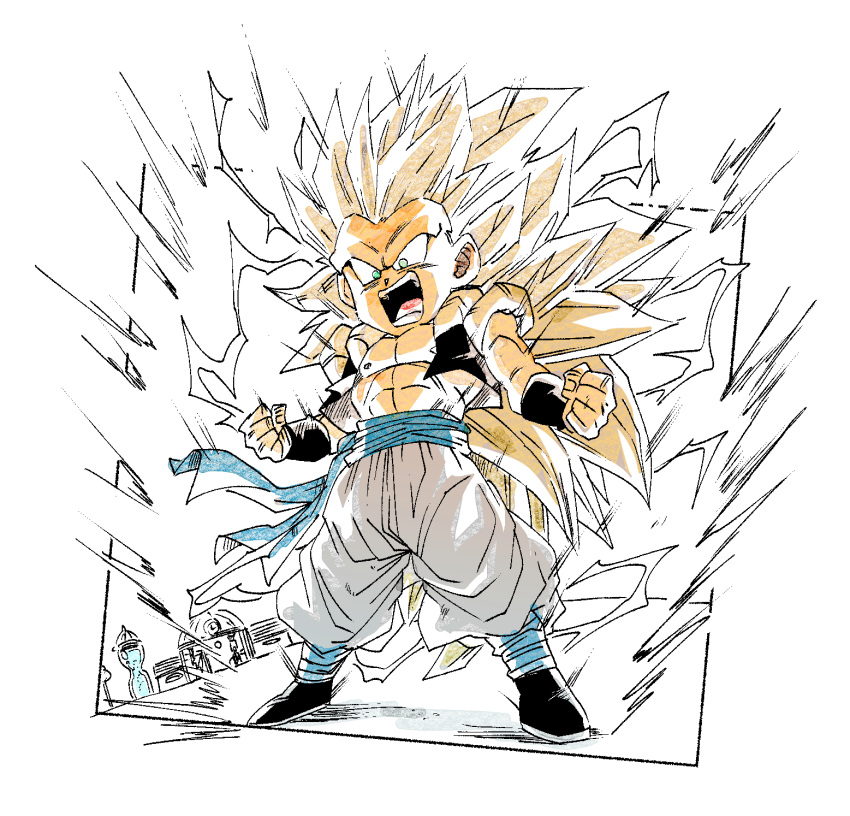 Safebooru - 1boy aura black vest blonde hair blue sash dragon ball ...
