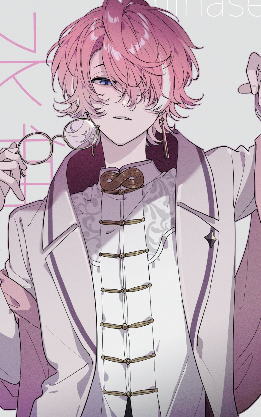 Safebooru - 1boy bishounen earrings eyewear removed hair between eyes ...