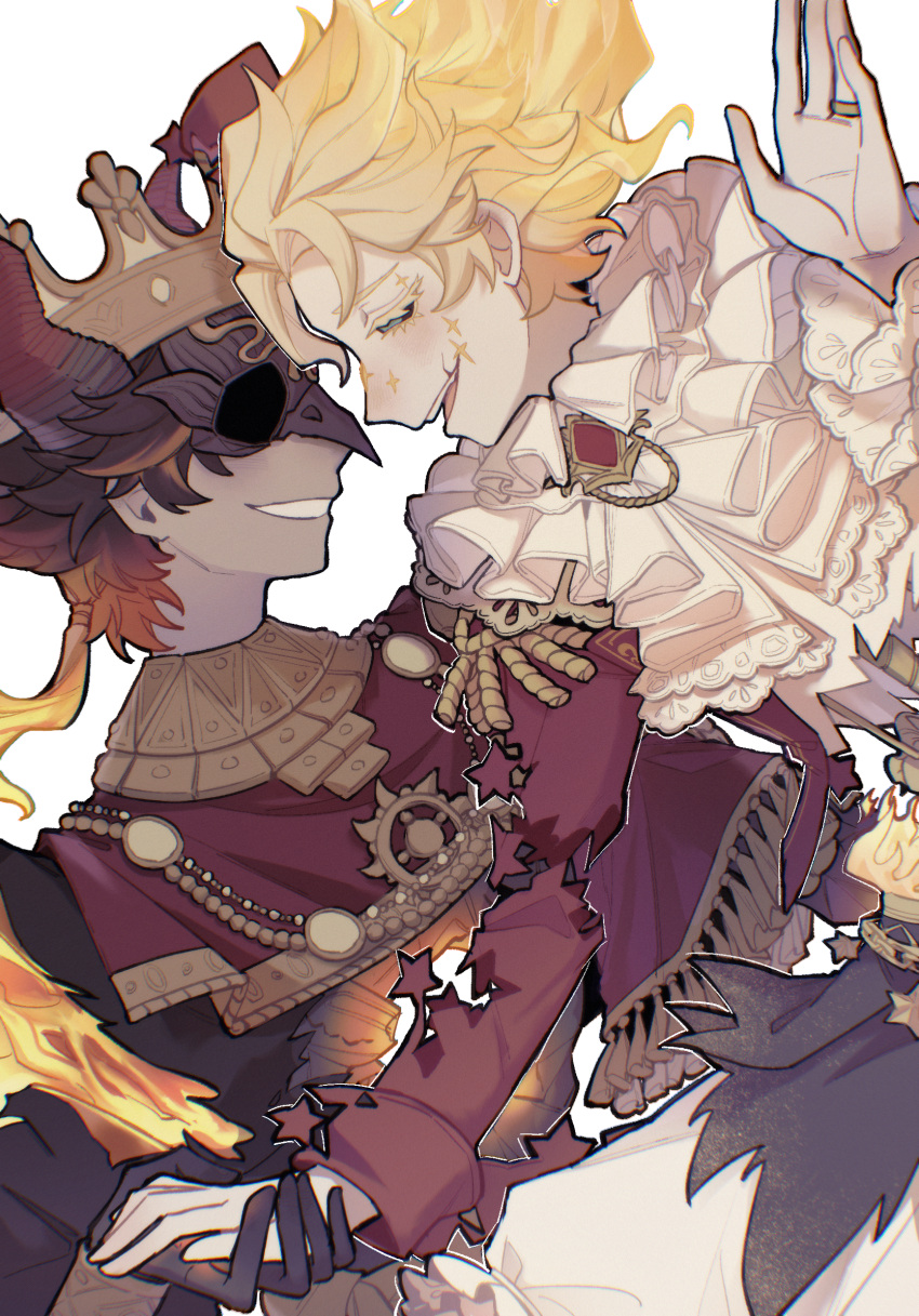 Safebooru - 2boys ascot black gloves black hair blonde hair colored ...