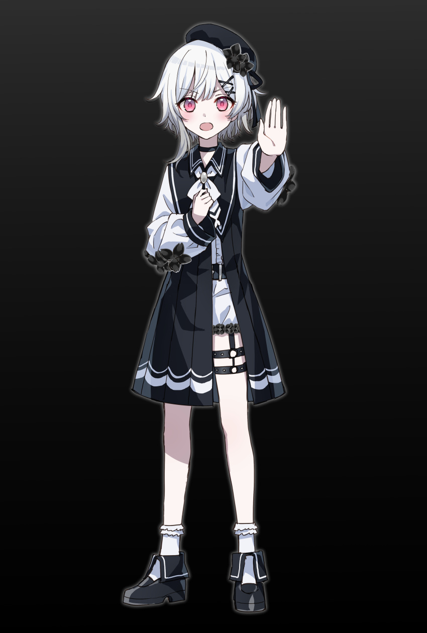 Safebooru - 1girl absurdres belt beret black background black belt ...