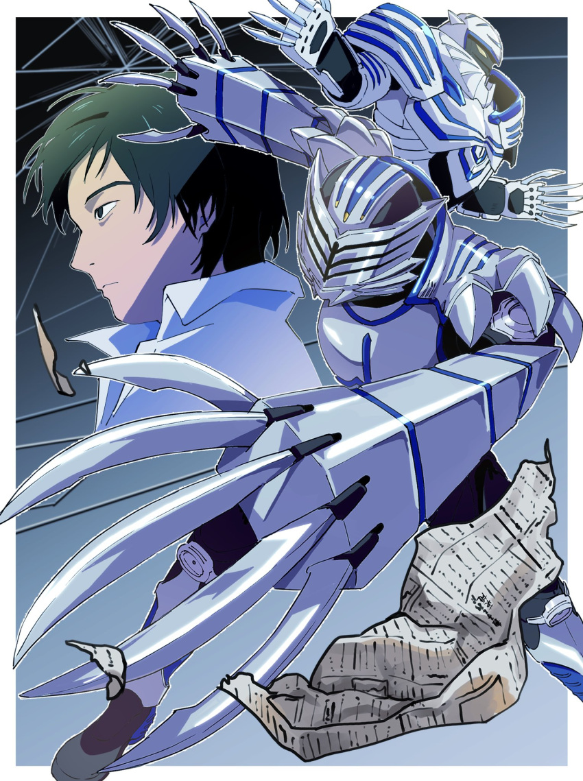 Safebooru - 1boy armor black bodysuit bodysuit broken mirror claws contract monster destwilder ...