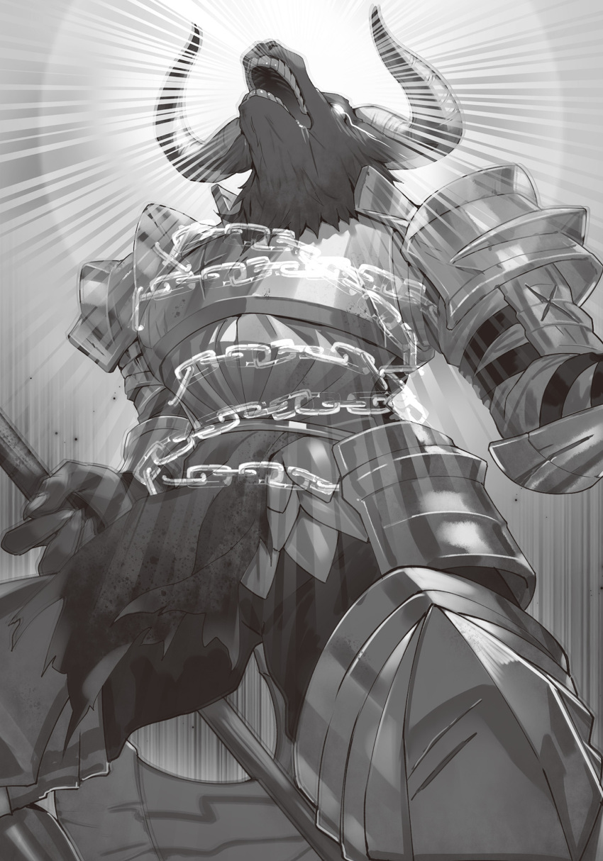 Safebooru - 1boy animal ears armor blood on armor chain chained cow ...
