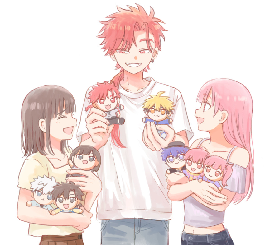 Safebooru - 1boy 2girls black hair blonde hair brown hair character ...