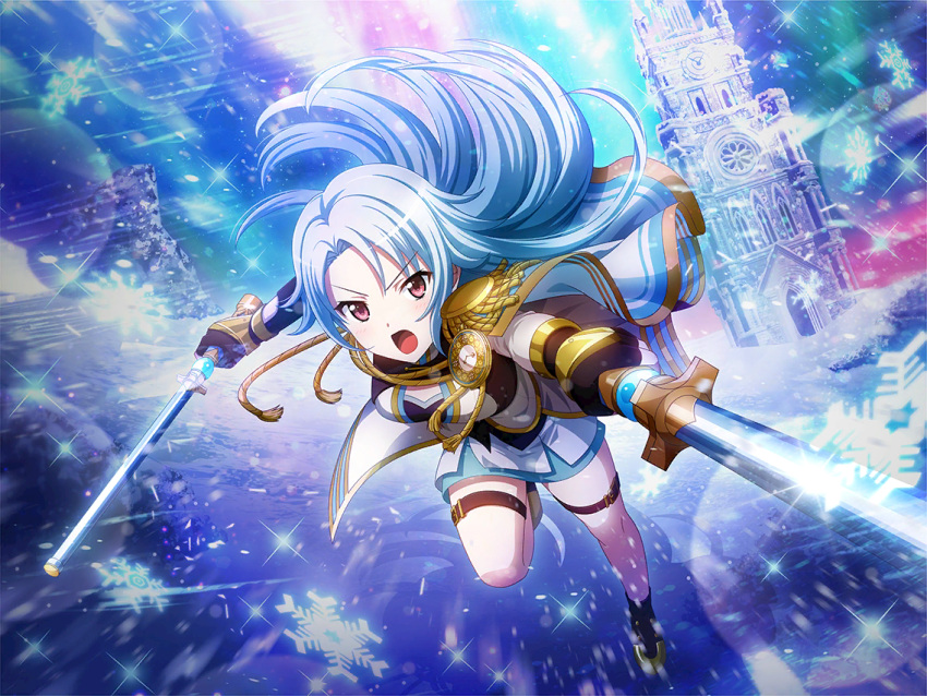 Safebooru - 1girl baton (weapon) belt brown eyes brown gloves castle ...