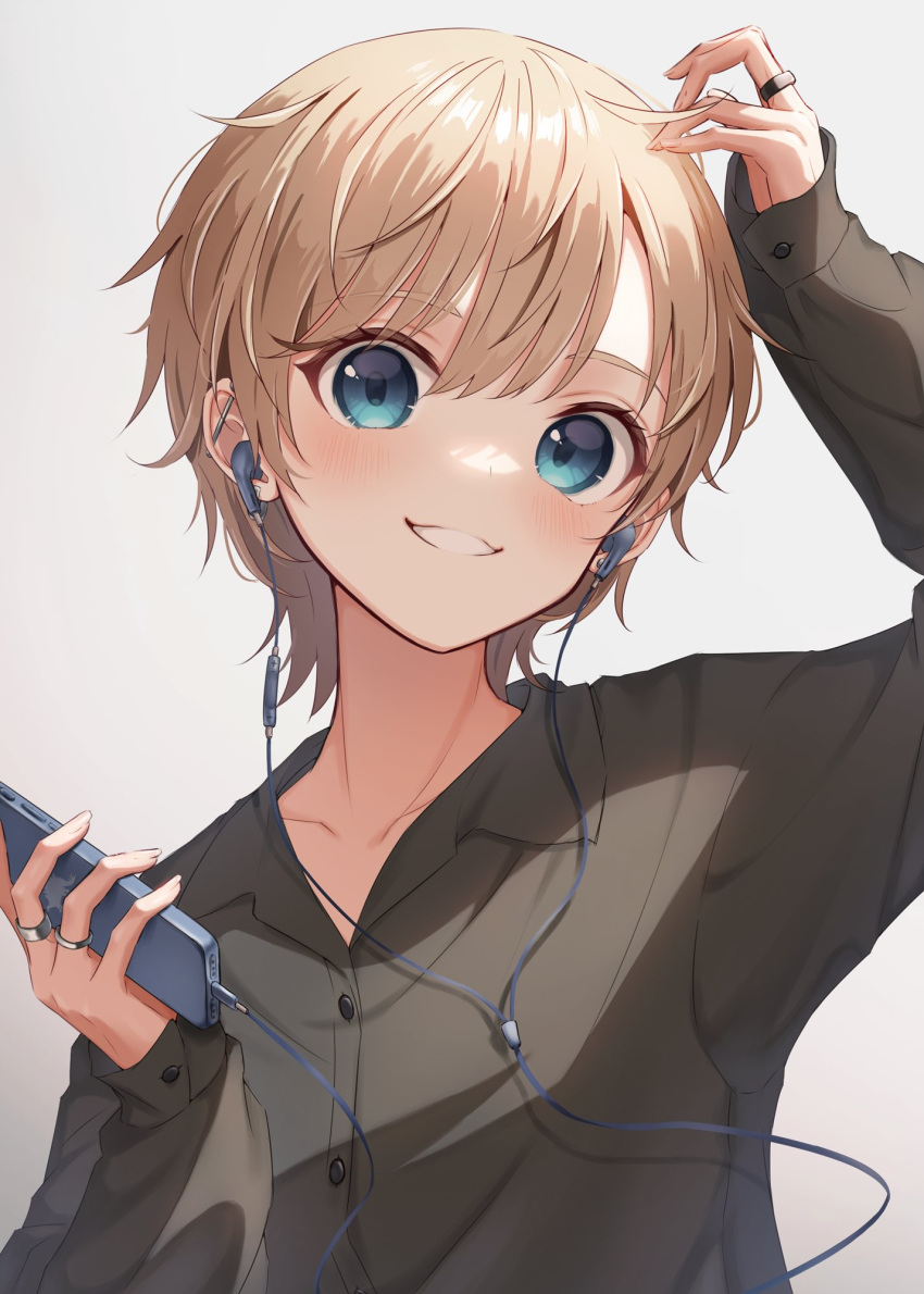 Safebooru - 1other adjusting hair ambiguous gender androgynous black ...