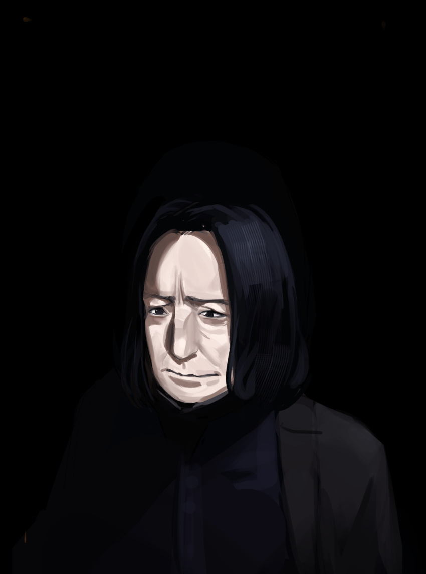 Safebooru - 1boy black background black eyes black hair black jacket ...