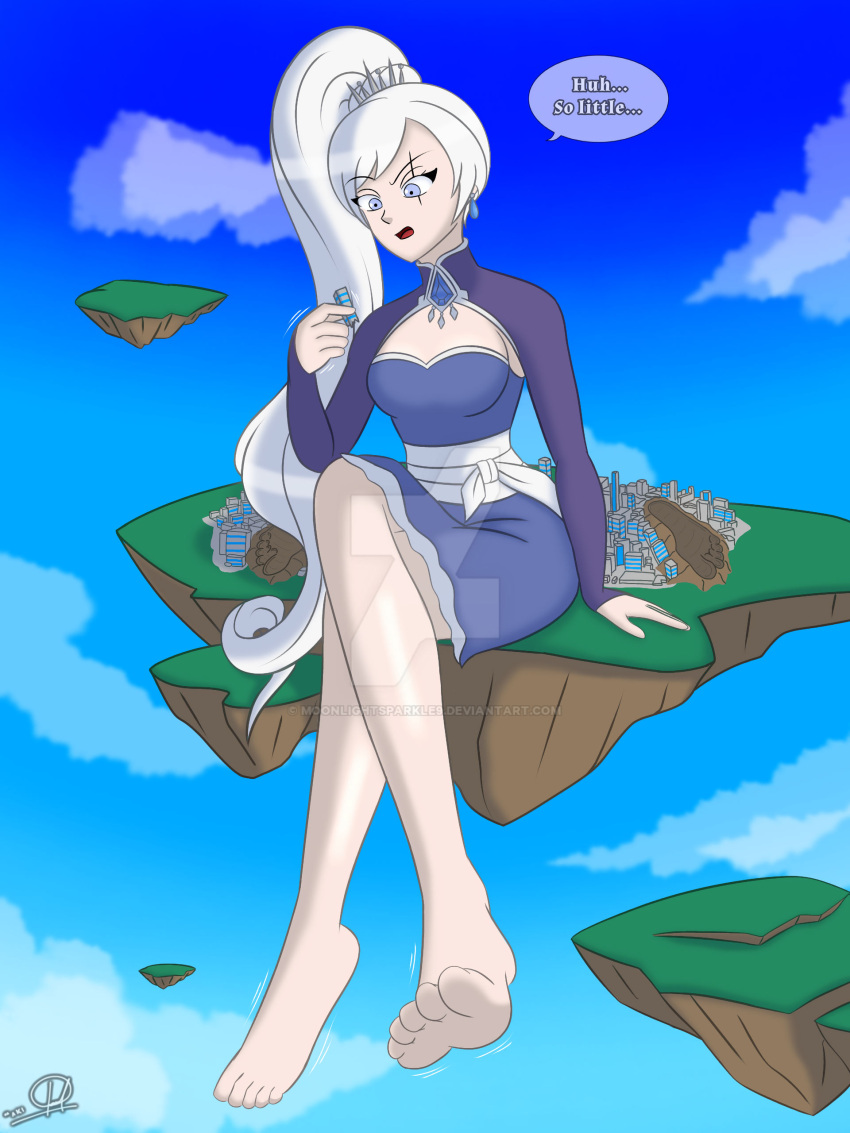 Safebooru Absurdres Barefoot Blue Eyes Footprints Giant Giantess