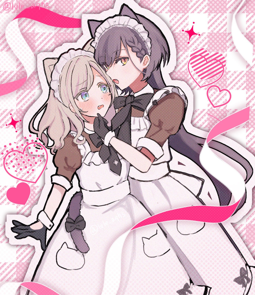 Safebooru - 2girls animal ears apron black gloves blue eyes bourei ...