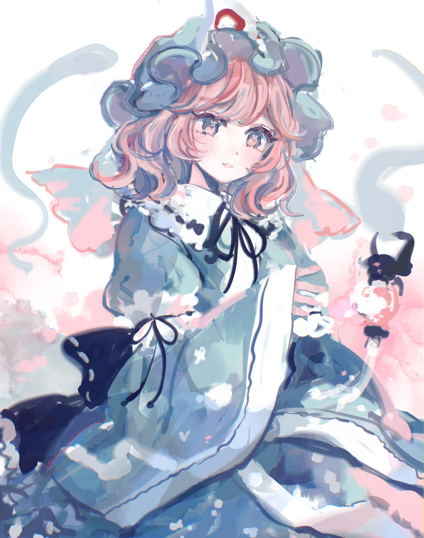 Safebooru - 1girl black ribbon blue hat blue kimono commentary request ...