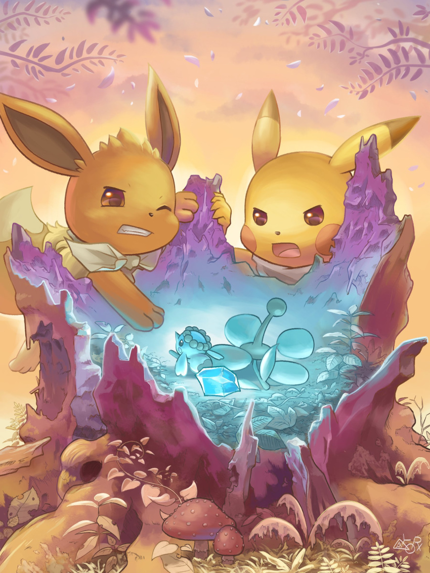 Safebooru - absurdres blue gemstone clenched teeth eevee flabebe gem ...