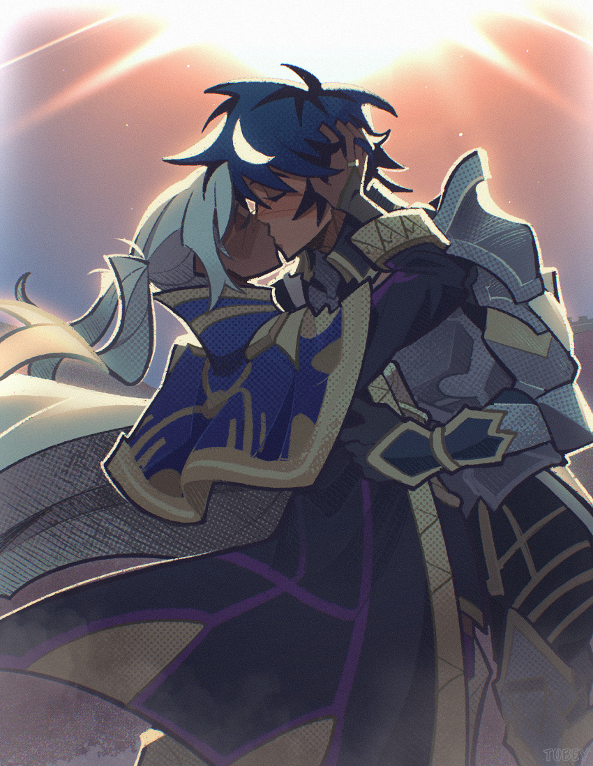 Safebooru - 1boy 1girl armor blush bridal gauntlets chrom (fire emblem ...