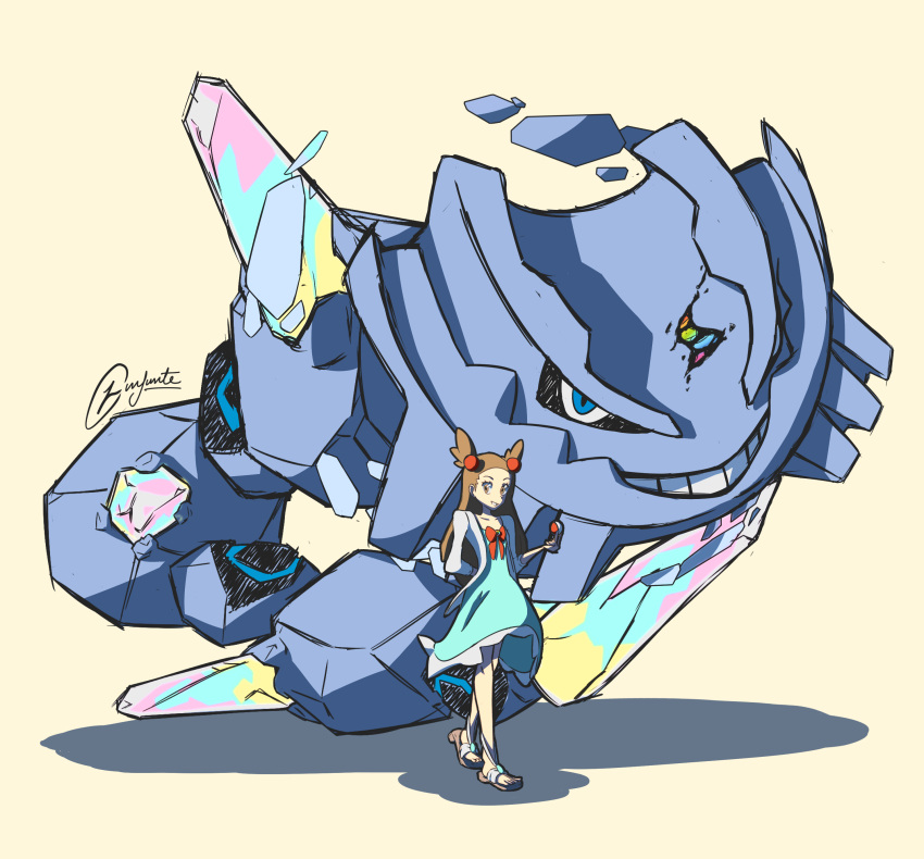 Safebooru - 0~zero~0 1girl absurdres aqua dress blue eyes brown eyes ...