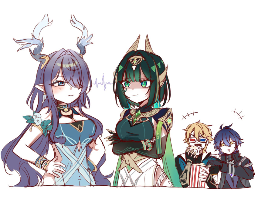 Safebooru - 2boys 2girls 3d glasses ahoge ancient egyptian clothes ...