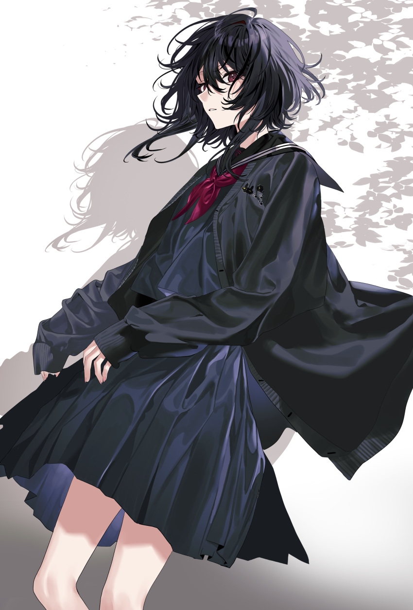 Safebooru - 1girl absurdres an d o black cardigan black hair black ...