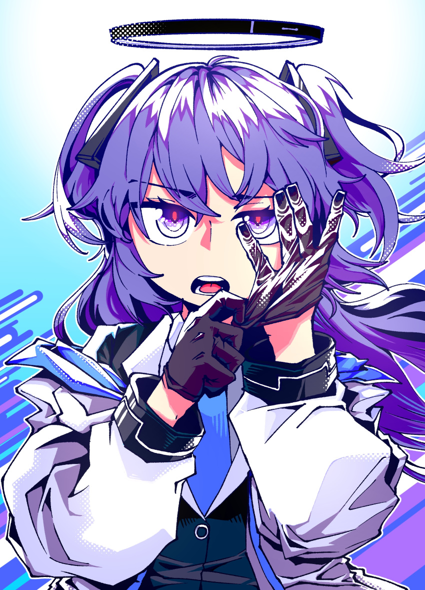 Safebooru - 1girl absurdres black gloves black jacket blue archive blue ...