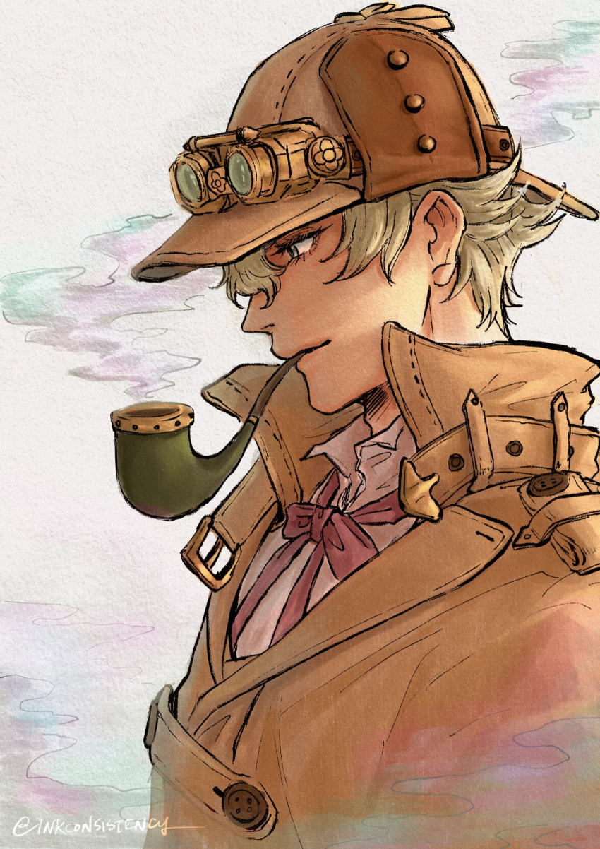 Safebooru - 1boy ace attorney blonde hair blue eyes brown coat brown headwear coat deerstalker ...