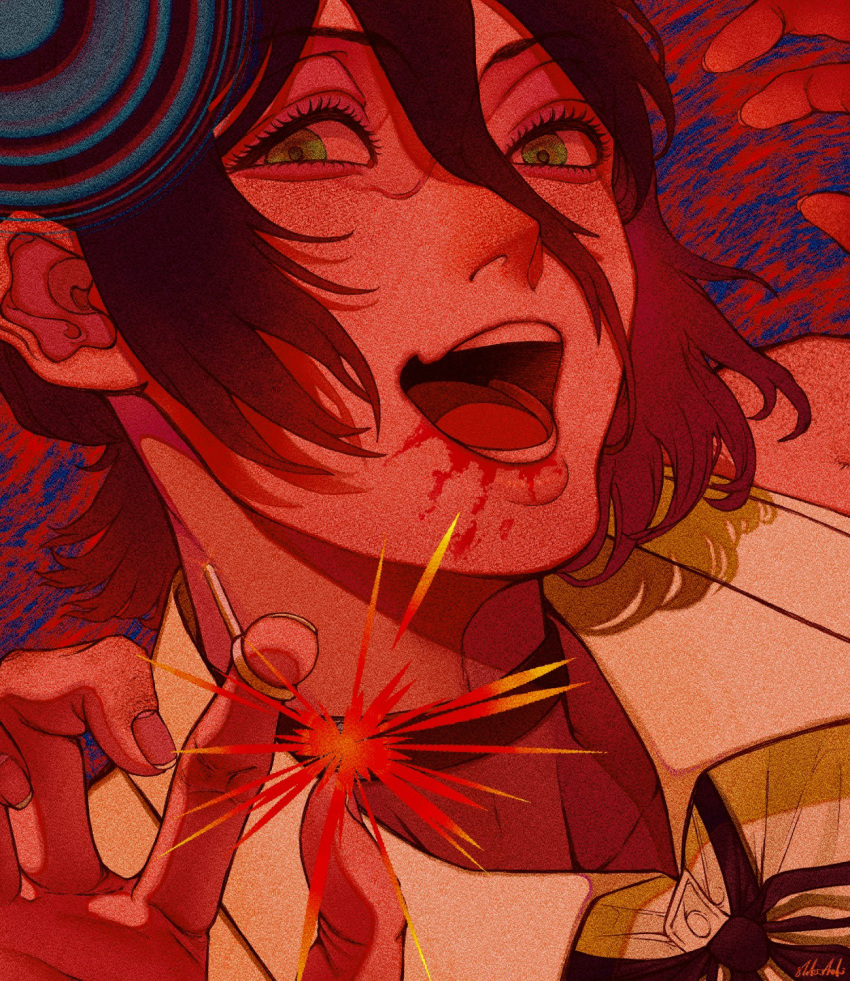 Safebooru - 1girl black choker black hair black ribbon chainsaw man choker collared shirt ...