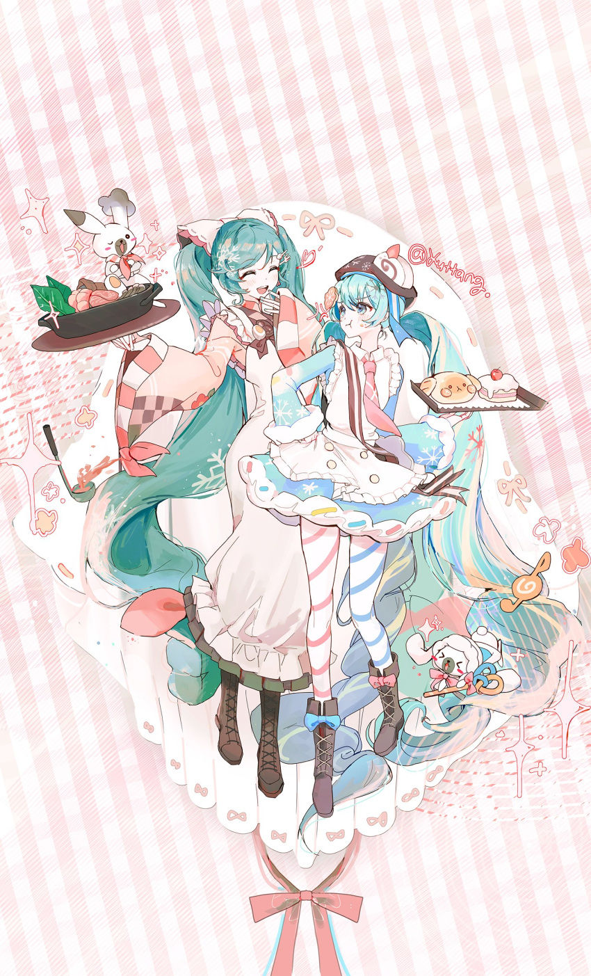 Safebooru - 2girls absurdres blue eyes blue hair cake cake slice candy ...