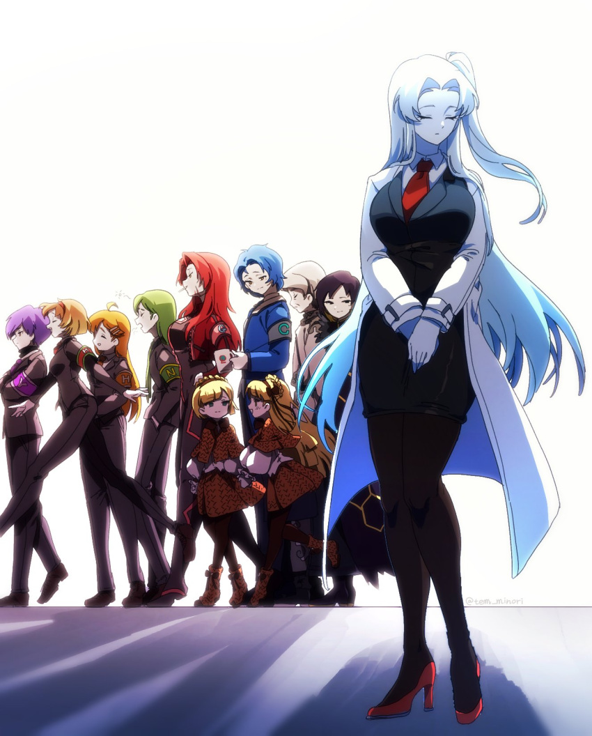 Safebooru - 4boys 6+girls :d ahoge angela (project moon) armband behind ...