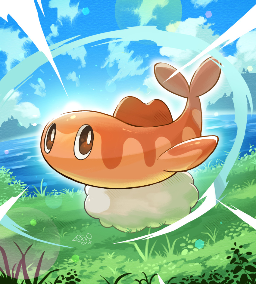 Safebooru - blue sky clouds fish grass hakkentai pokedan highres ...