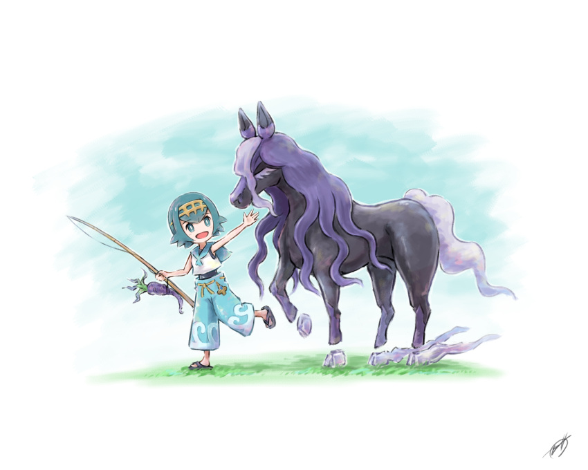 Safebooru - 1girl blue hair blue pants bright pupils commentary request ...