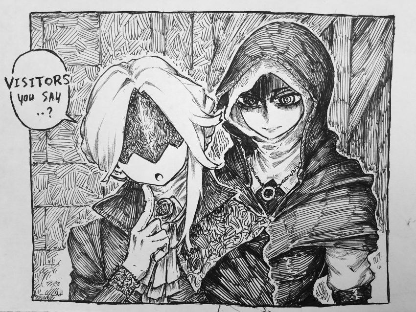 Safebooru - 2girls :o absurdres ascot black capelet black hood ...