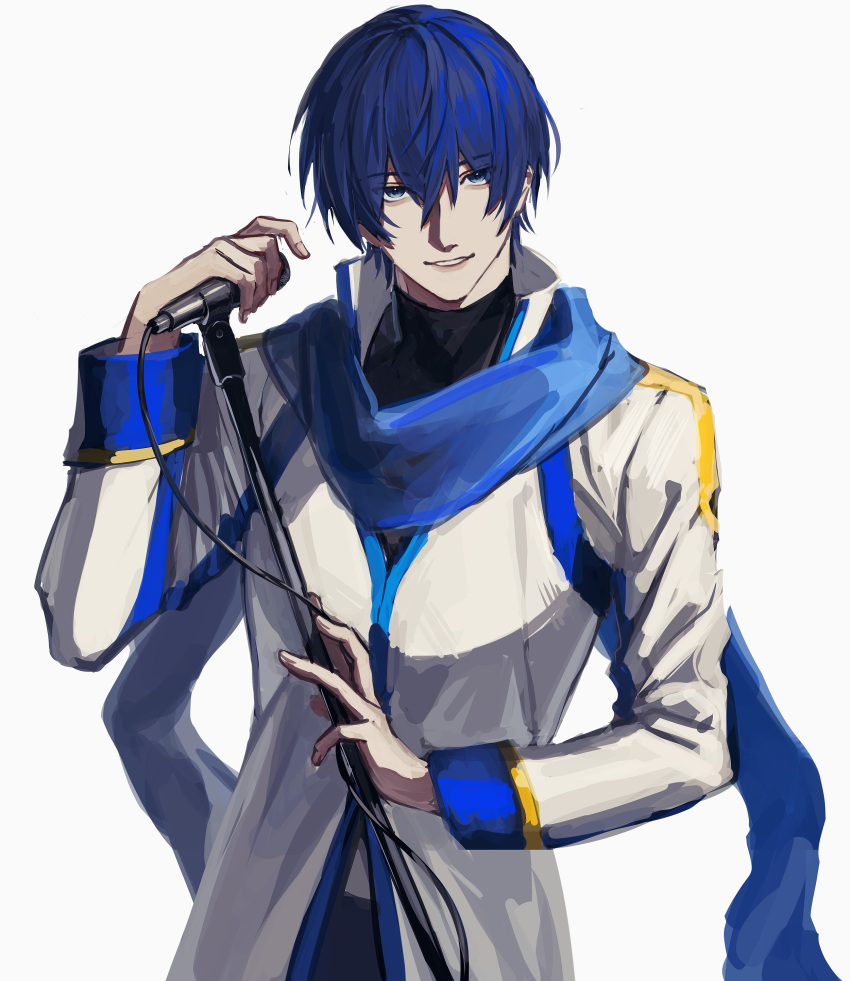 Safebooru - 1boy absurdres blue eyes blue hair blue scarf coat ...