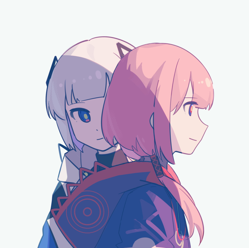 Safebooru - 2girls absurdres black shirt blue eyes blue jacket blunt bangs cevio closed mouth ...