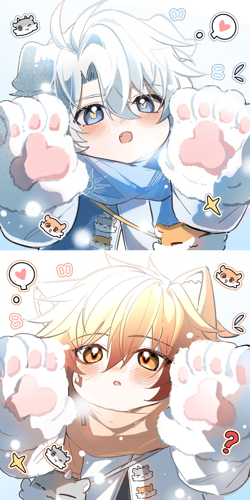 Safebooru - 2boys absurdres aged down alternate costume animal ear ...