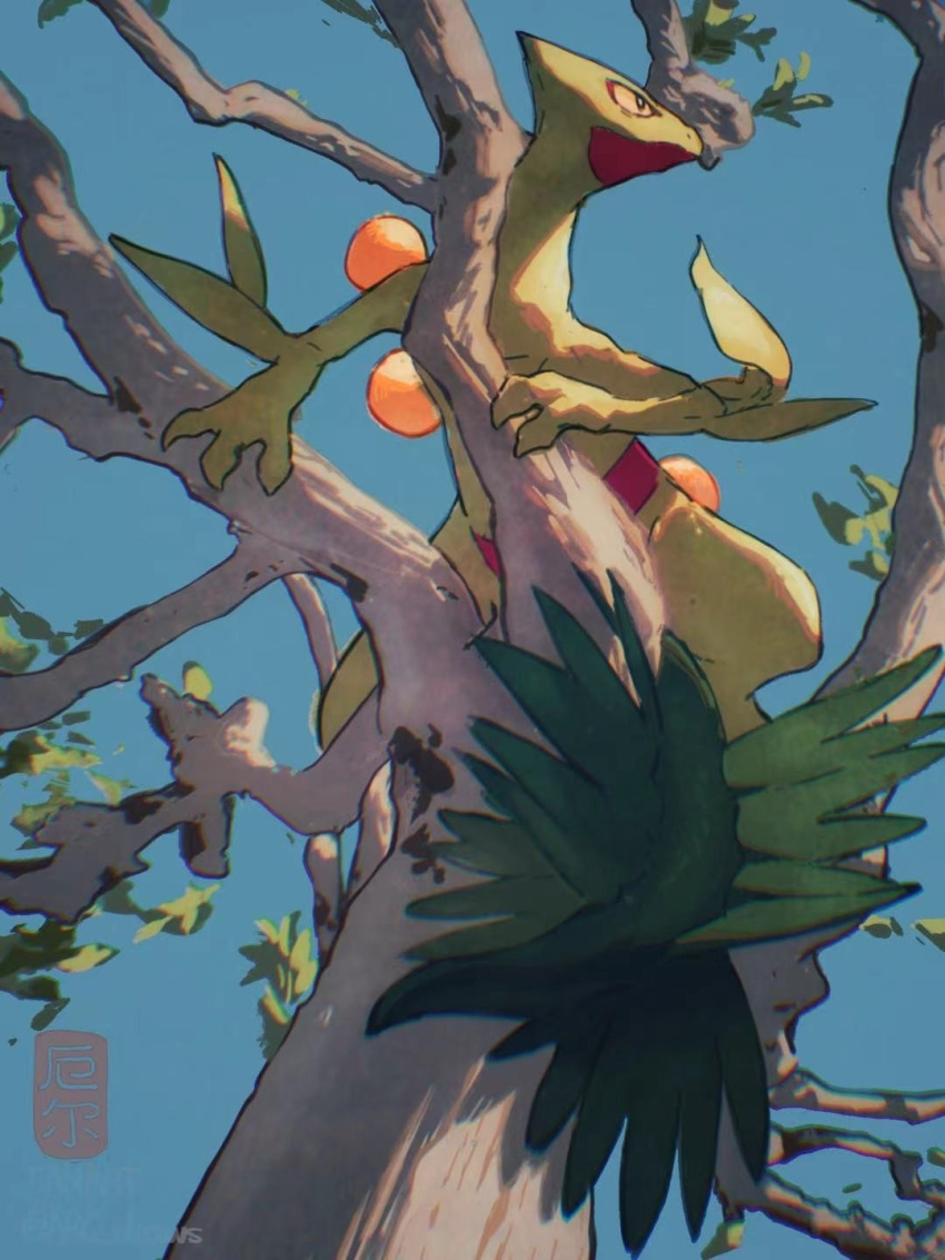 Safebooru - arc draws bare tree black eyes blue sky branch claws closed ...