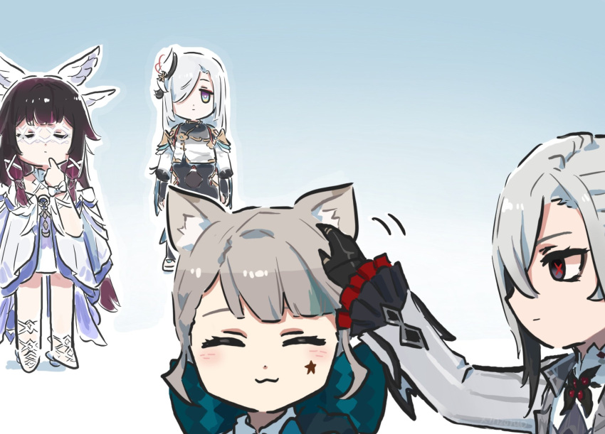 Safebooru - 4girls animal ears arlecchino (genshin impact) black hair ...