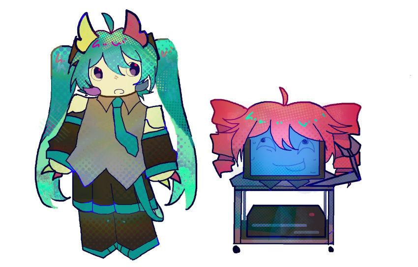 Safebooru - black eyes black skirt blue hair blue necktie blue trim ...