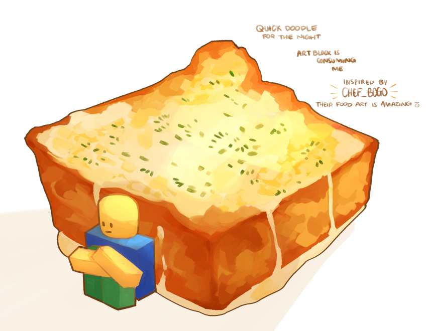 Safebooru - 1other curled up english text food focus full body garlic ...