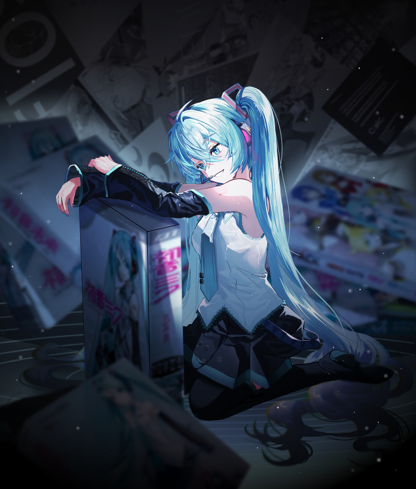 Safebooru - 1girl absurdly long hair absurdres aqua eyes aqua hair aqua ...