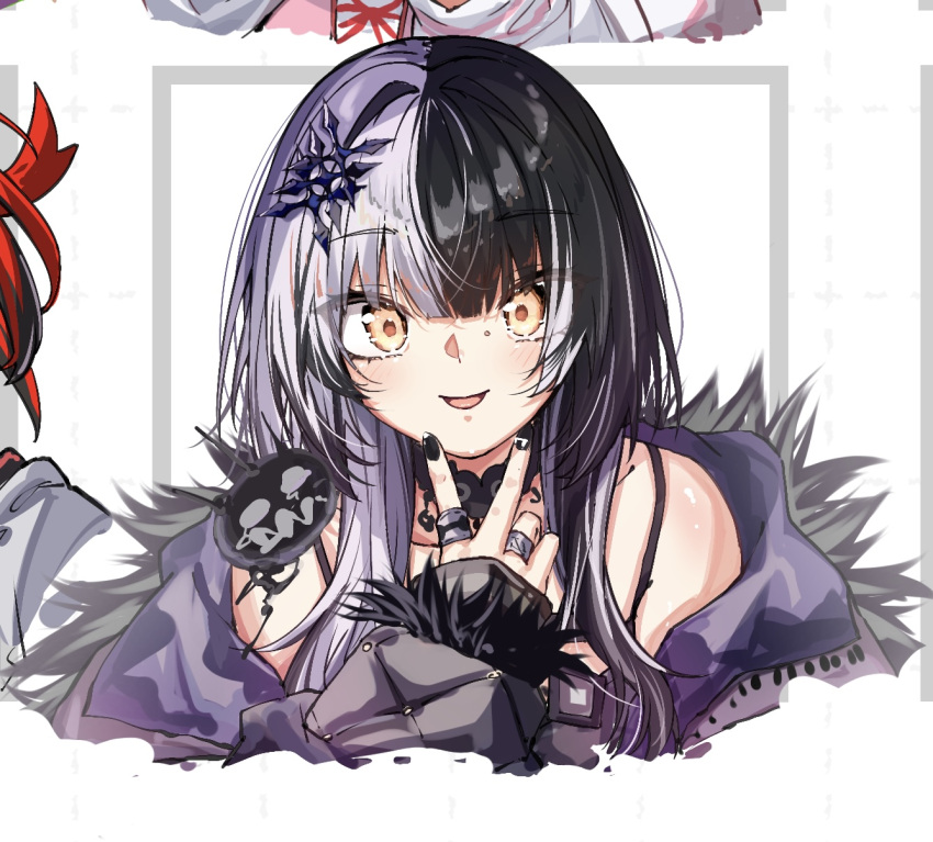 Safebooru - 1girl black choker black hair black jacket black nails ...