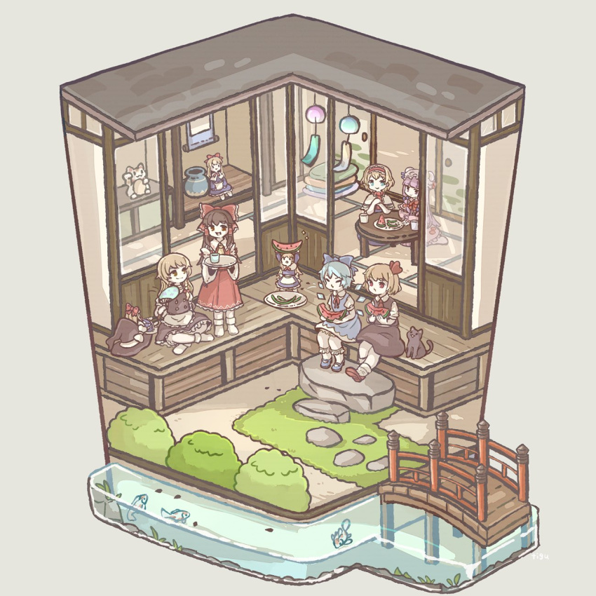 Safebooru - 6+girls :d alice margatroid animal apron aqua hair ascot ...