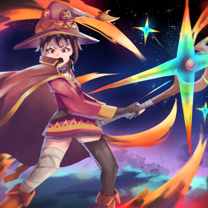 Safebooru - 1girl brown hair clip studio paint (medium) gloves hat kono subarashii sekai ni ...