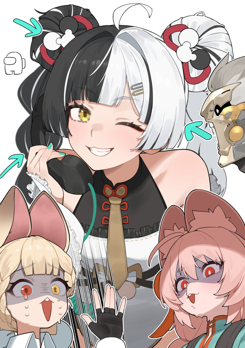 Safebooru - 1boy 3girls alice thymefield animal ears arrow (symbol ...