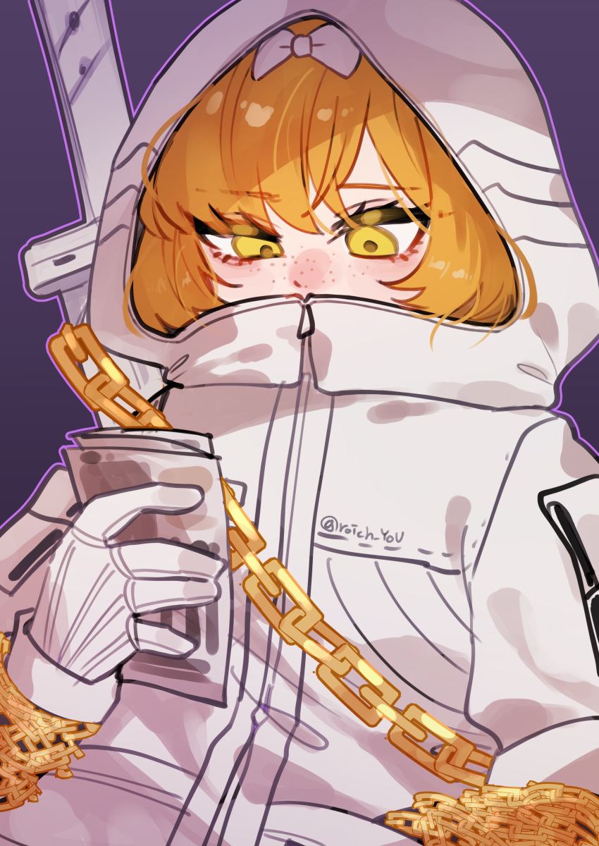 Safebooru - 1girl absurdres bow chain commentary request freckles ...