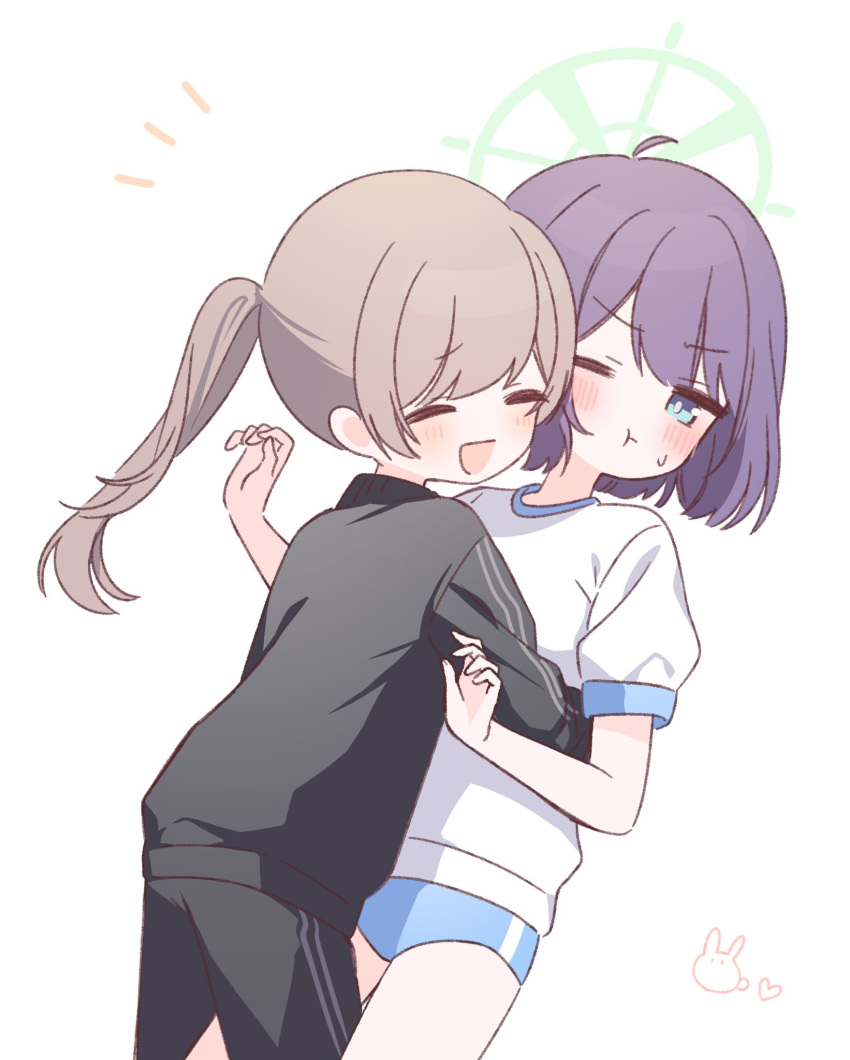 Safebooru - 2girls alternate costume black pants black shirt blue archive blue buruma brown hair ...