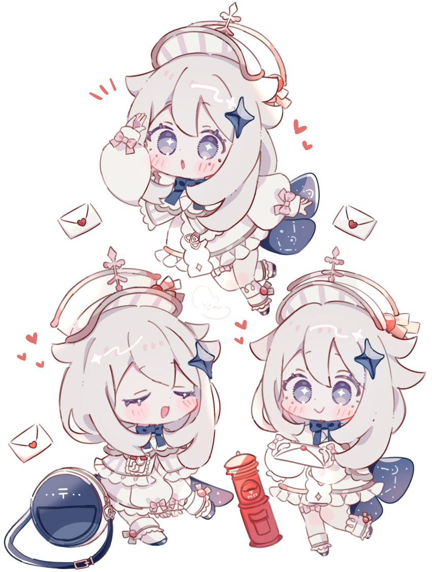 Safebooru - 1girl :d :o absurdres arm up black shoes blue bow blue ...