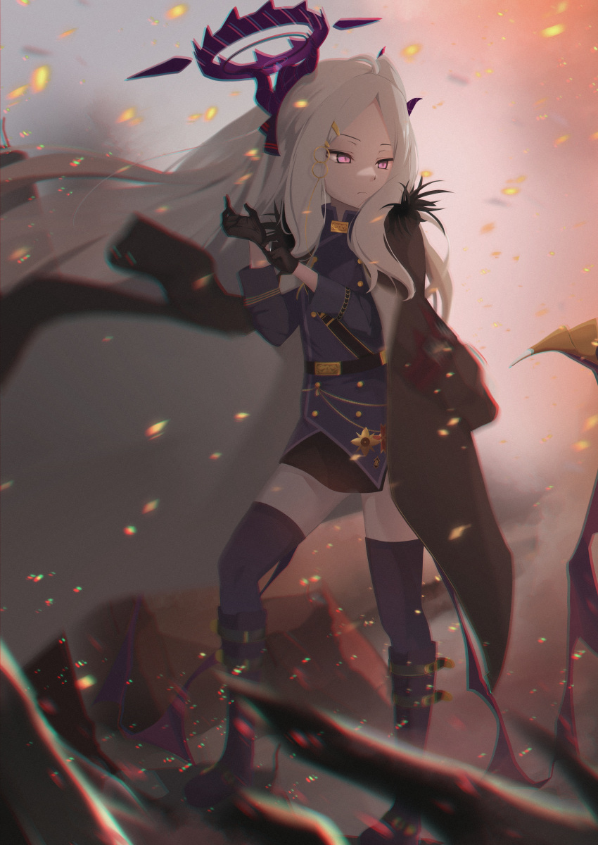 Safebooru - 1girl absurdres adjusting clothes adjusting gloves ahoge armband belt black coat ...