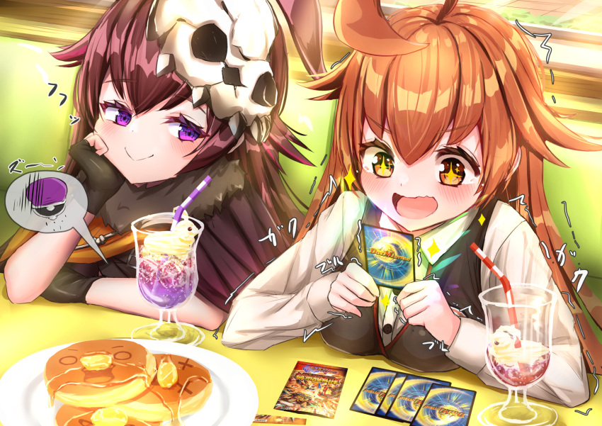 Safebooru - + + 2girls ahoge black vest breast rest breasts breasts on ...