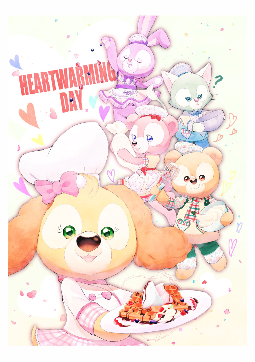 Safebooru - 2boys 3girls absurdres animal ears bear boy bear girl chef ...