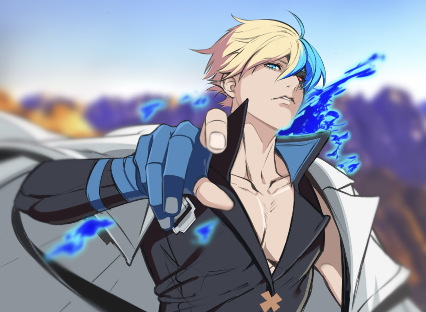 Safebooru - 1boy ark1478 bishounen blonde hair blue eyes blue hair ...