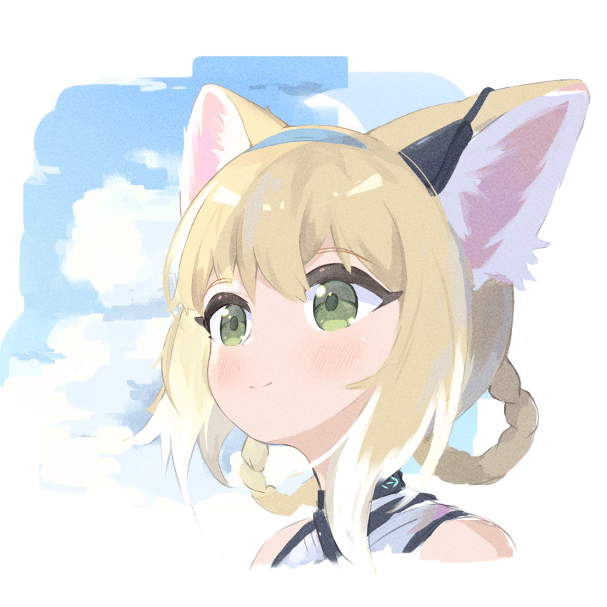 Safebooru - 1girl animal ears arknights bare shoulders black collar blonde hair blue hairband ...
