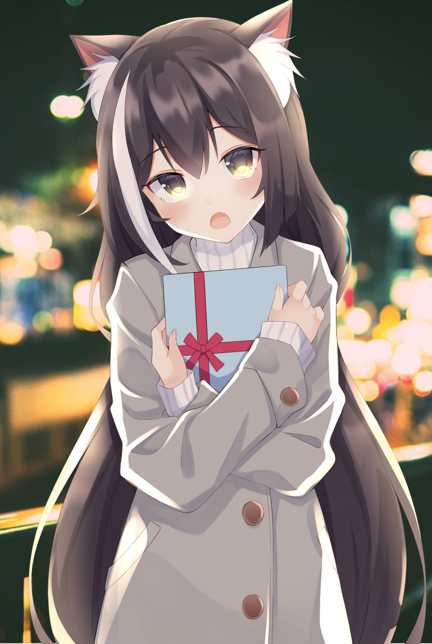 Safebooru - 1girl absurdres animal ear fluff animal ears black hair blurry blurry background ...