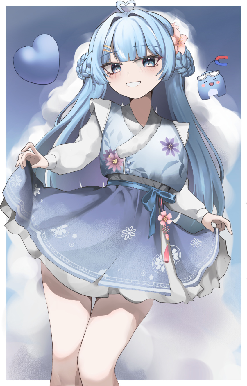 Safebooru - 1girl absurdres arahashi tabi blue eyes blue hair clothes ...