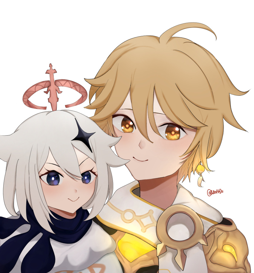Safebooru - 1boy 1girl absurdres aether (genshin impact) ahoge blonde hair blue eyes genshin ...